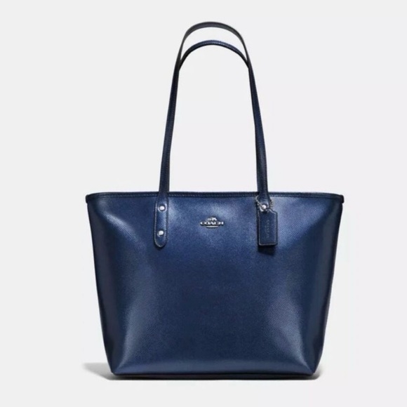 Coach | Bags | Coach City Zip Tote In Navy Crossgrain Leather | Poshmark
